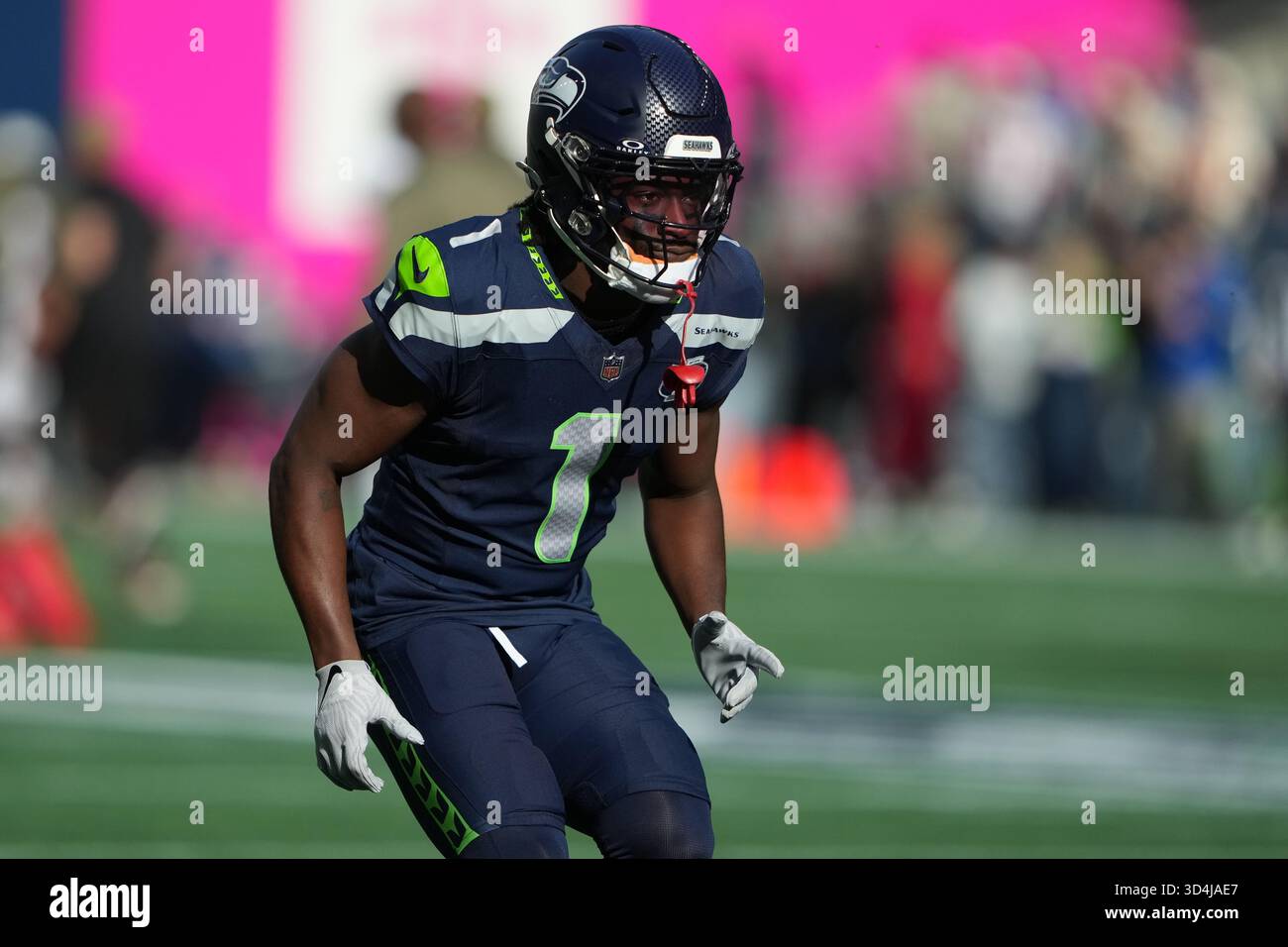 Seattle Seahawks cornerback Derion Kendrick warms up before facing the ...