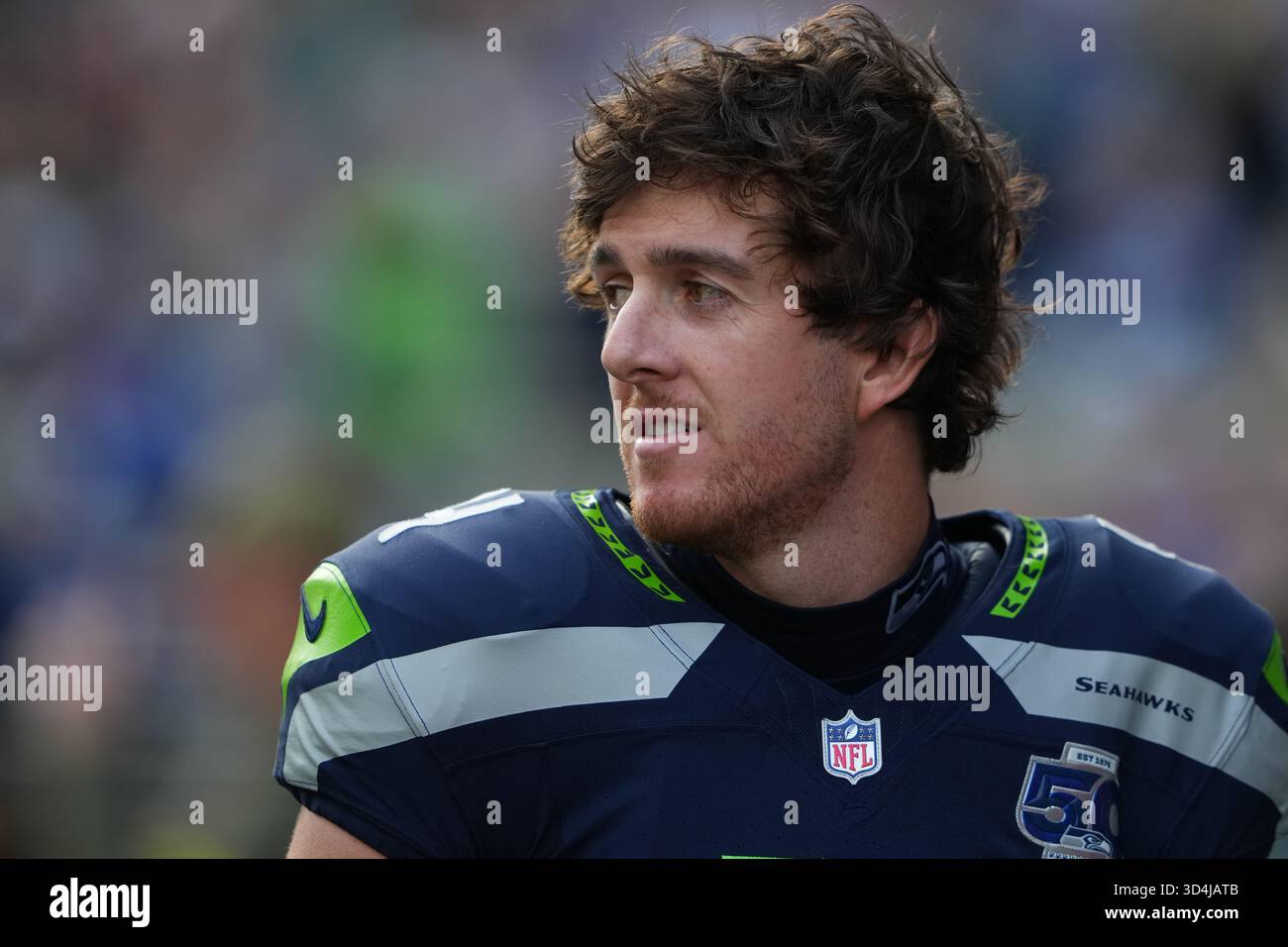 Seattle Seahawks punter Michael Dickson walks on the sideline during an ...