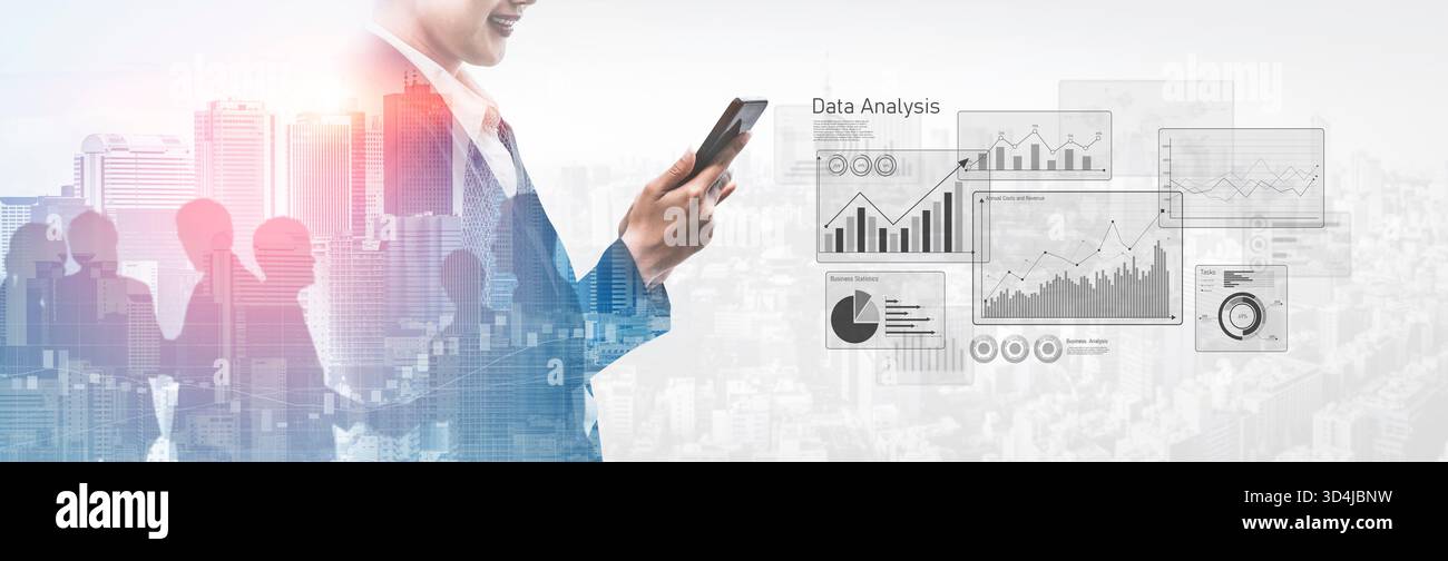 Business data analysis dashboard showing charts, statistics, and ...