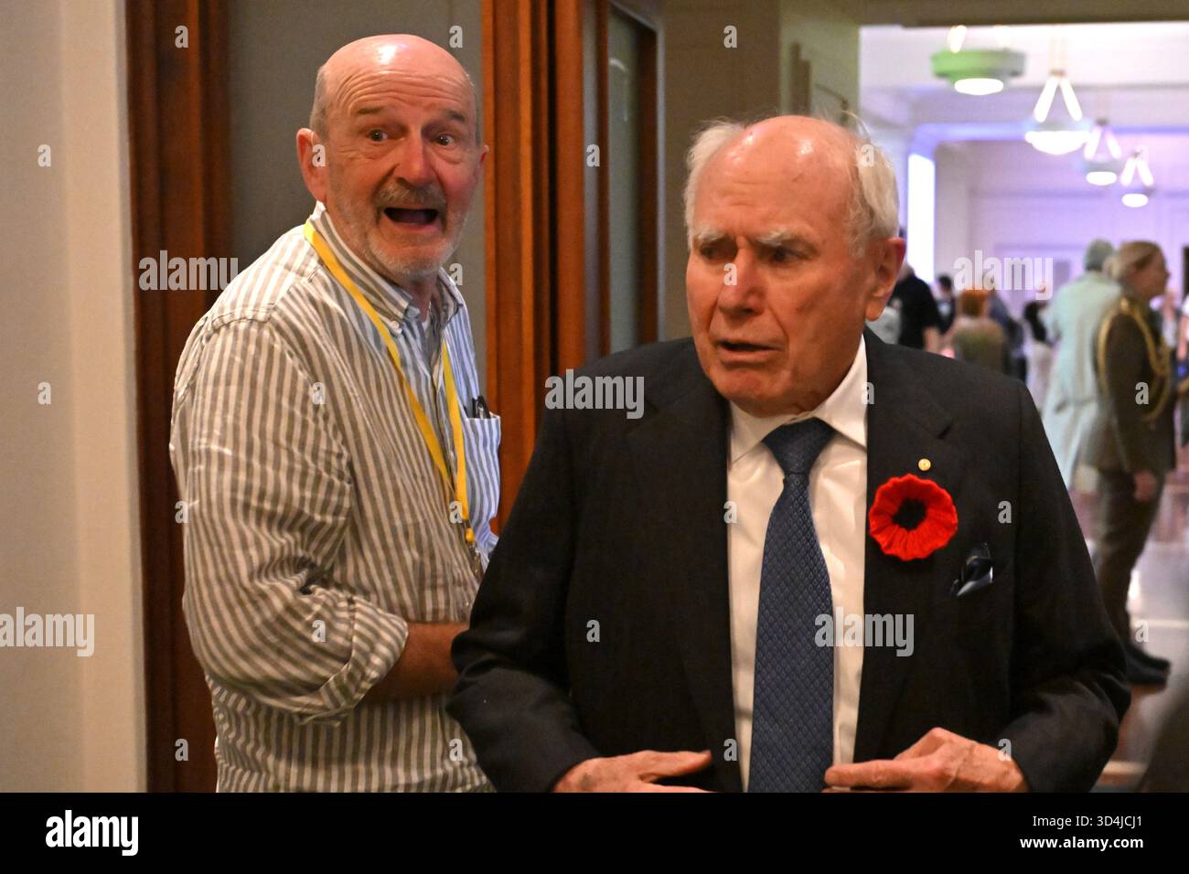 Actor and comedian Garry McDonald and former prime minister John Howard ...