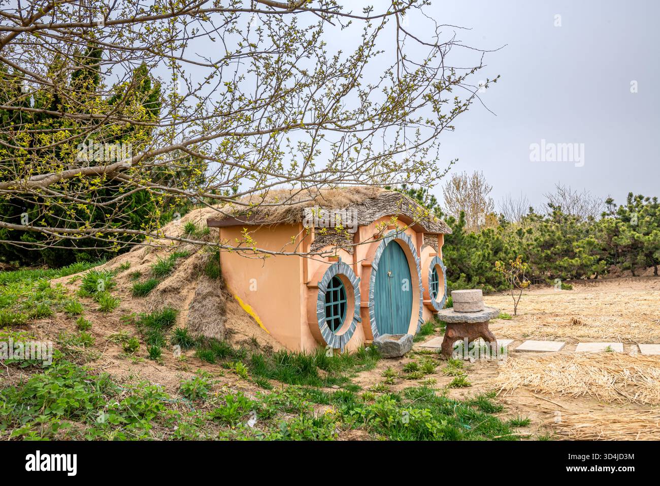 Small hobbit houses along the coastline of Rizhao, China Stock Photo ...