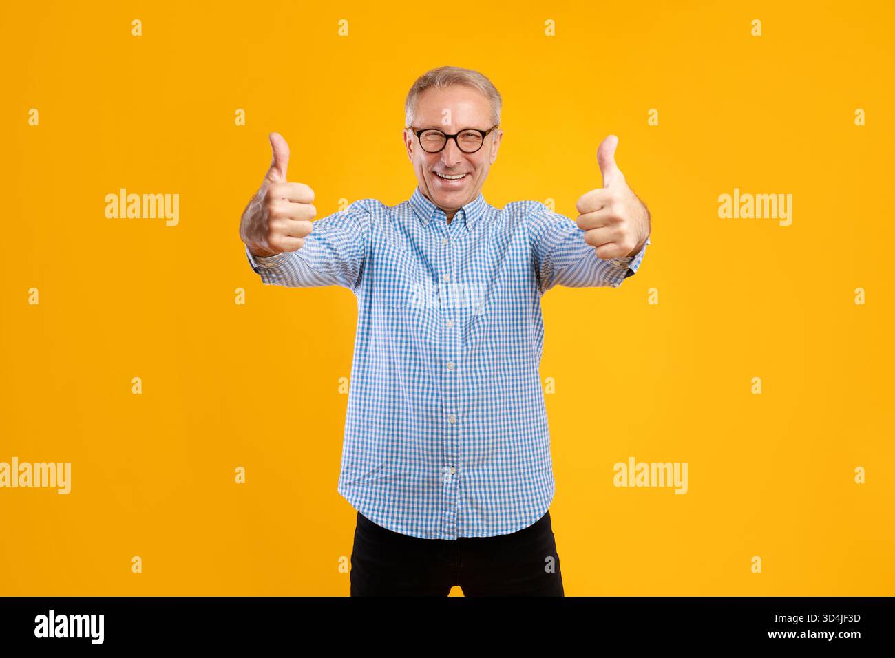 Senior Man Happily Suggesting a Great Idea With Thumbs up in a Bright ...