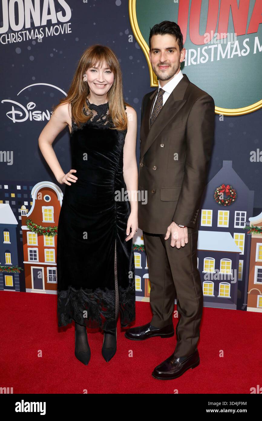 Producers Elizabeth Berger, left, and Isaac Aptaker attend the Disney+ premiere of "A Very Jonas ...