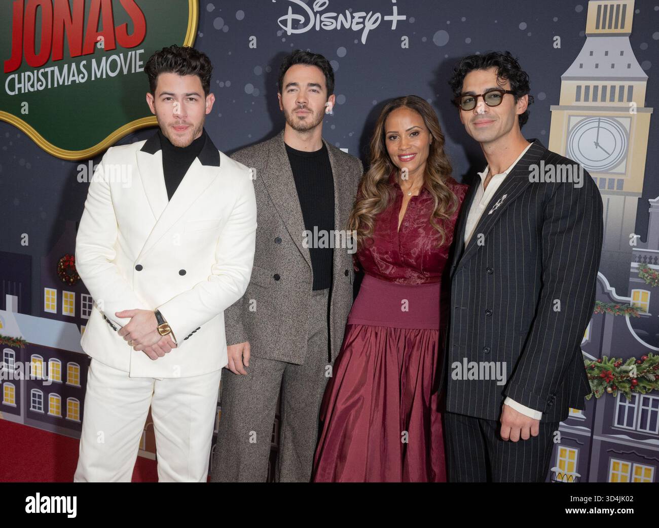 Nick Jonas, Kevin Jonas, Ayo Davis and Joe Jonas attend premiere of ...