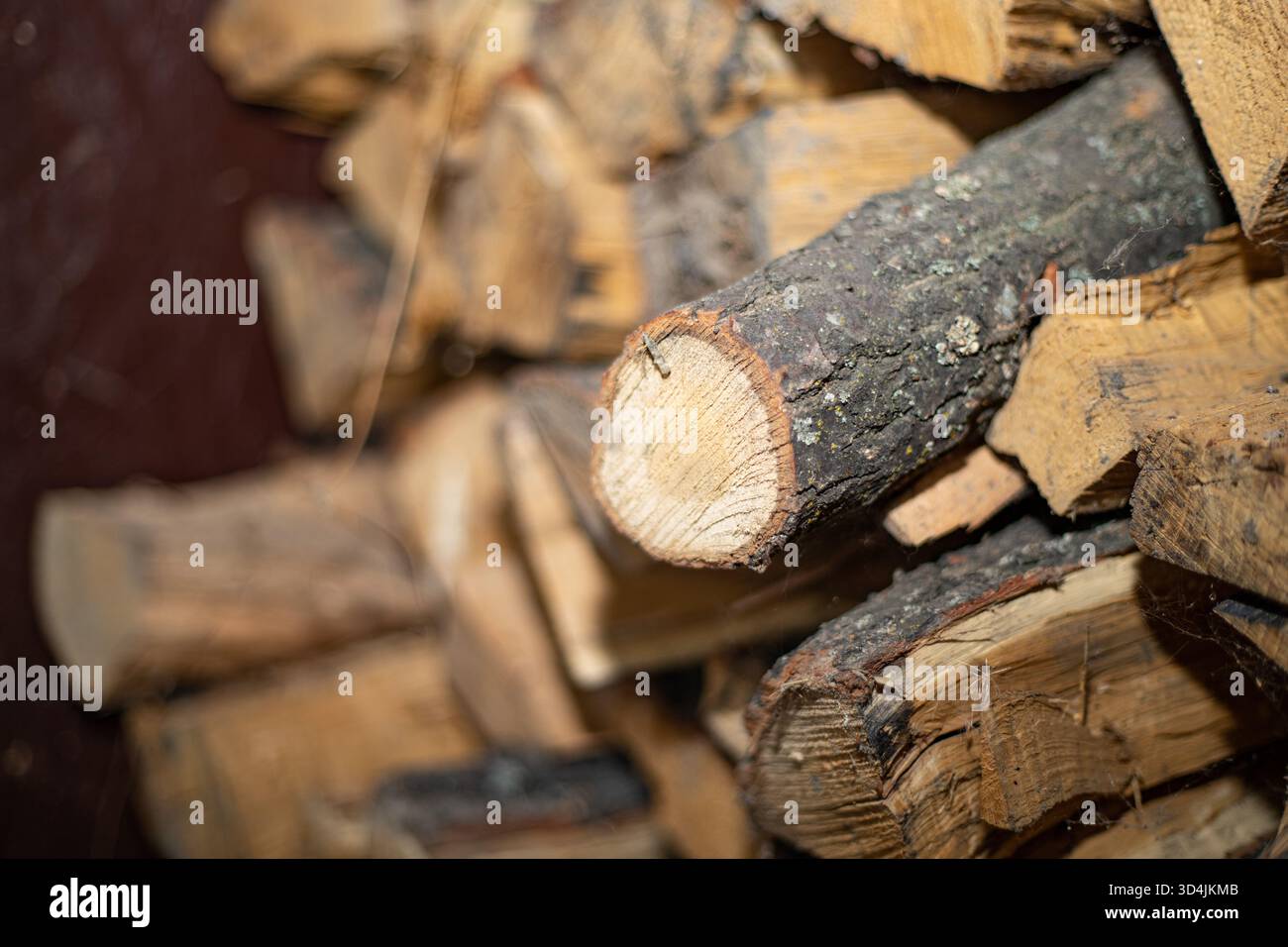 Chopped firewood pile with tree bark texture showing natural wooden ...