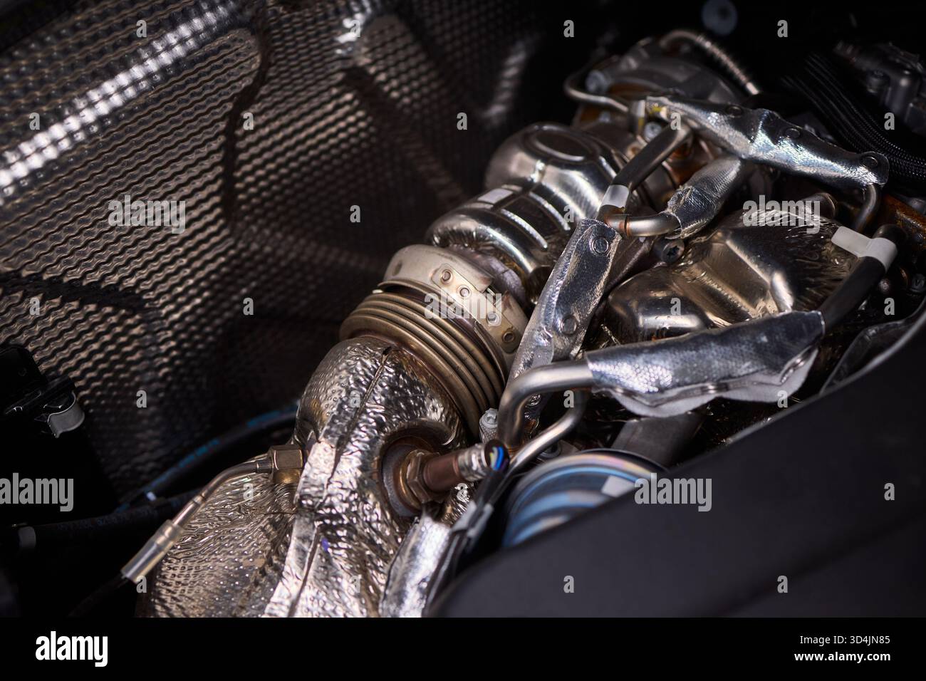 Engine upgrade details, Close view of engine aftermarket enhancements ...