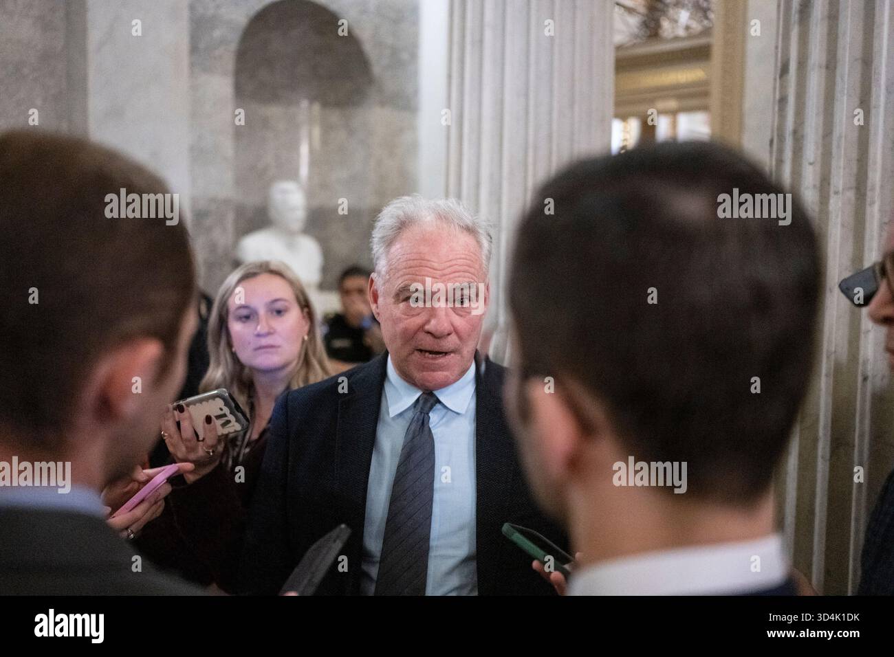 United States Senator Tim Kaine (Democrat of Virginia) speaks to ...