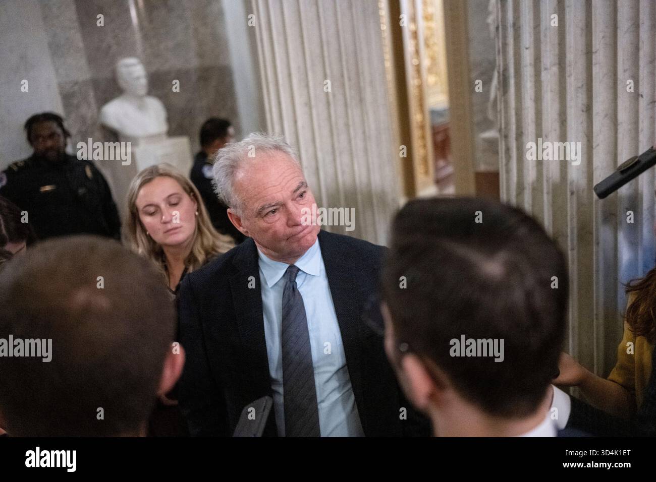 United States Senator Tim Kaine (Democrat of Virginia) speaks to ...