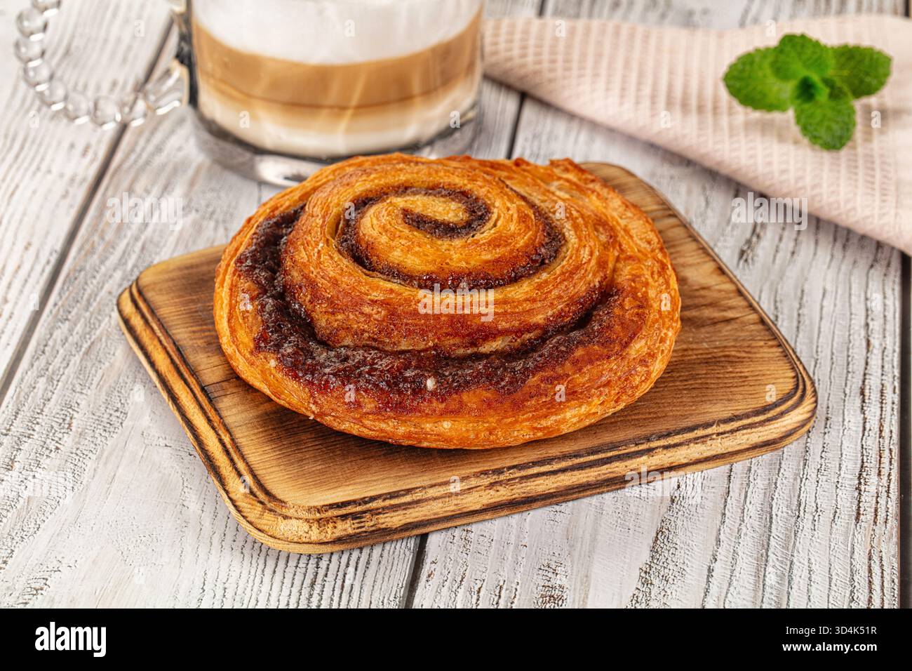 Homemade cinnabon swirl pastry with cinnamon for breakfast Stock Photo ...