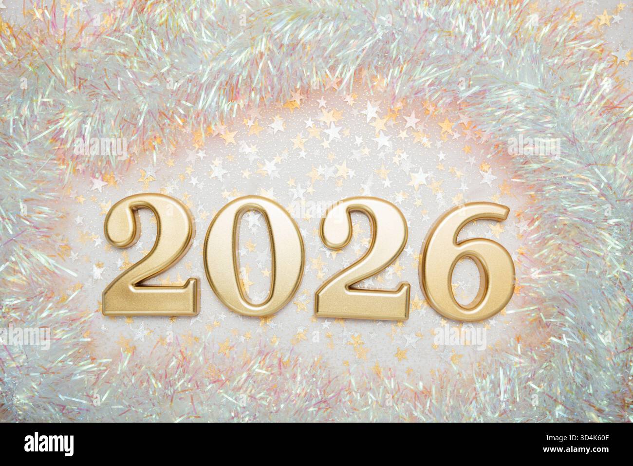 Holiday background Happy New Year 2026. Numbers of year 2026 made by gold candles on bokeh ...