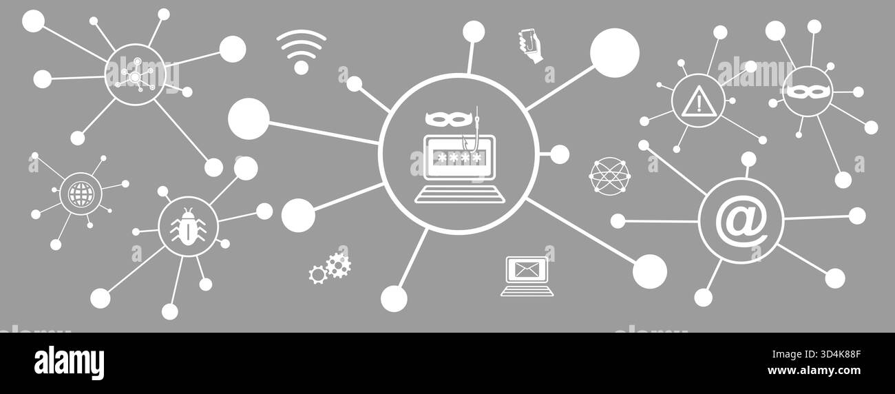 Concept of phishing with connected icons Stock Photo - Alamy