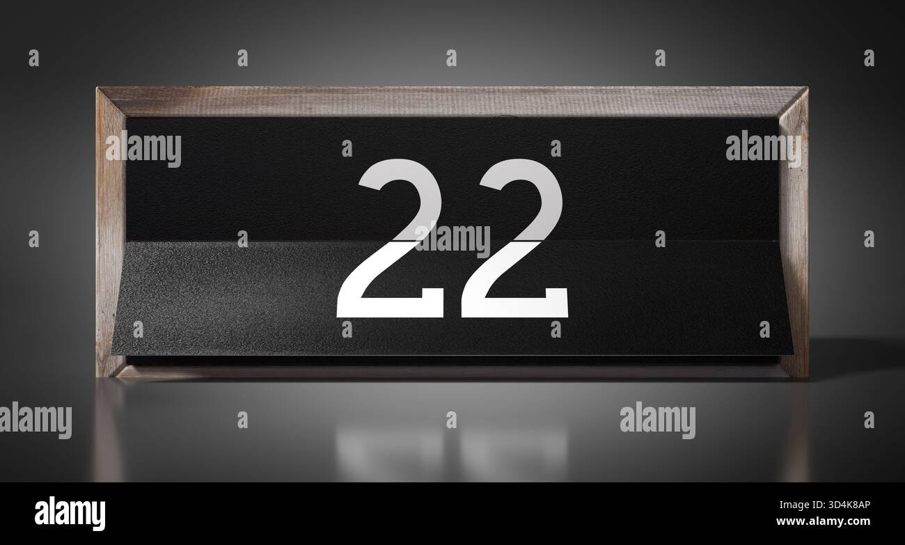 22 - calendar with day of a month - 3D illustration Stock Photo - Alamy