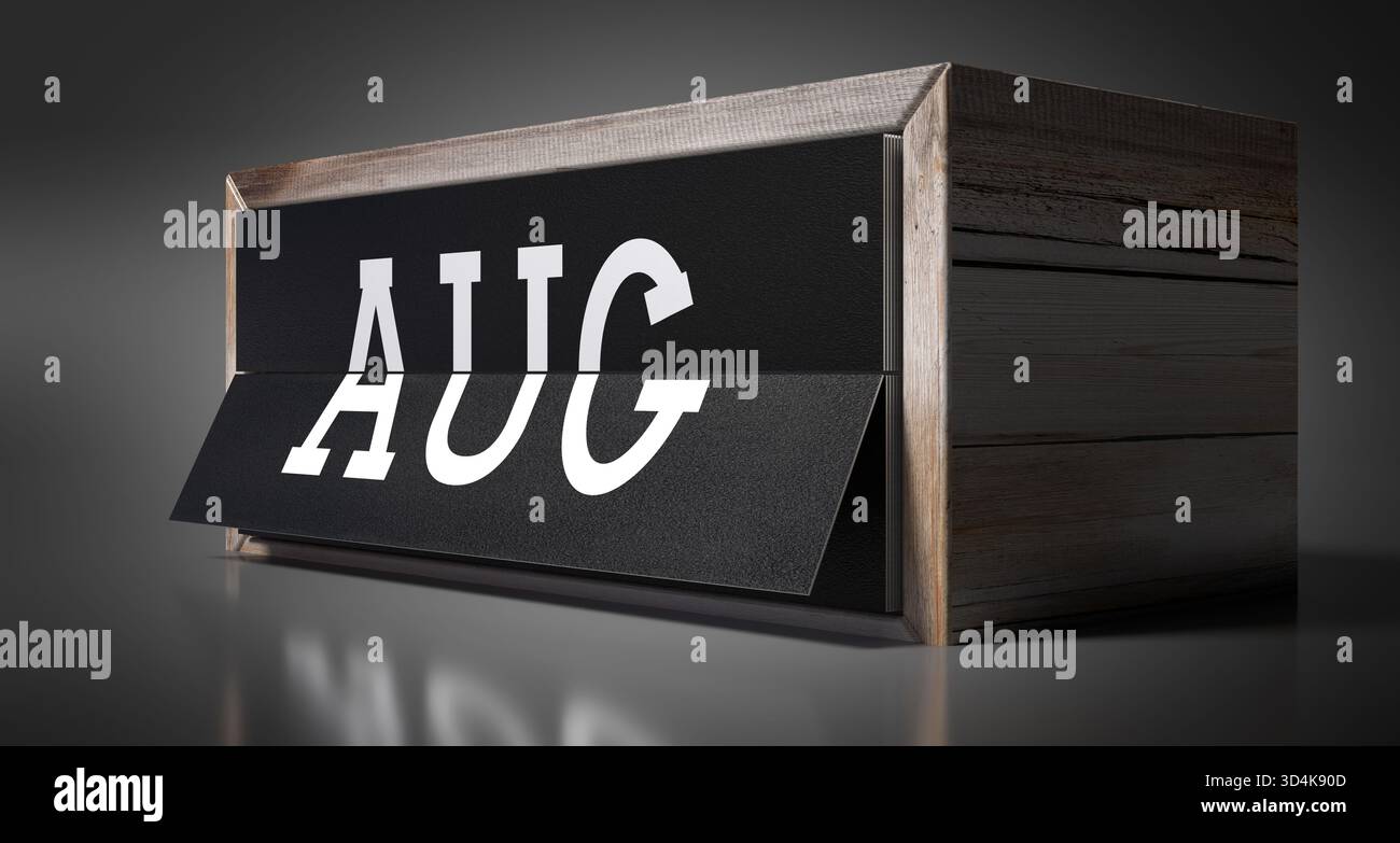 August - table calendar - 3D illustration Stock Photo - Alamy