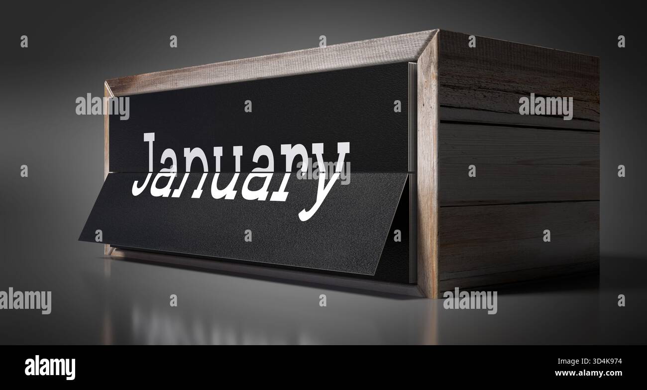 January - table calendar - 3D illustration Stock Photo - Alamy