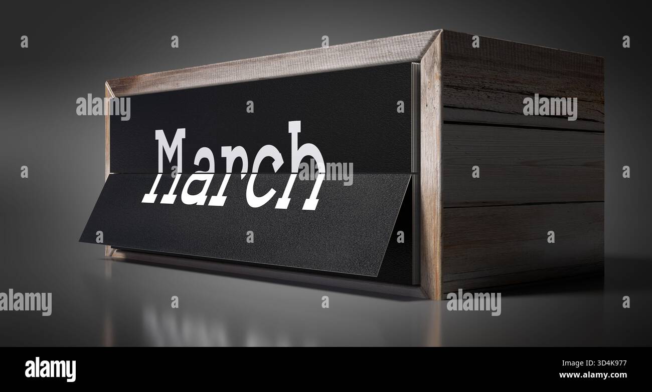 March - table calendar - 3D illustration Stock Photo - Alamy