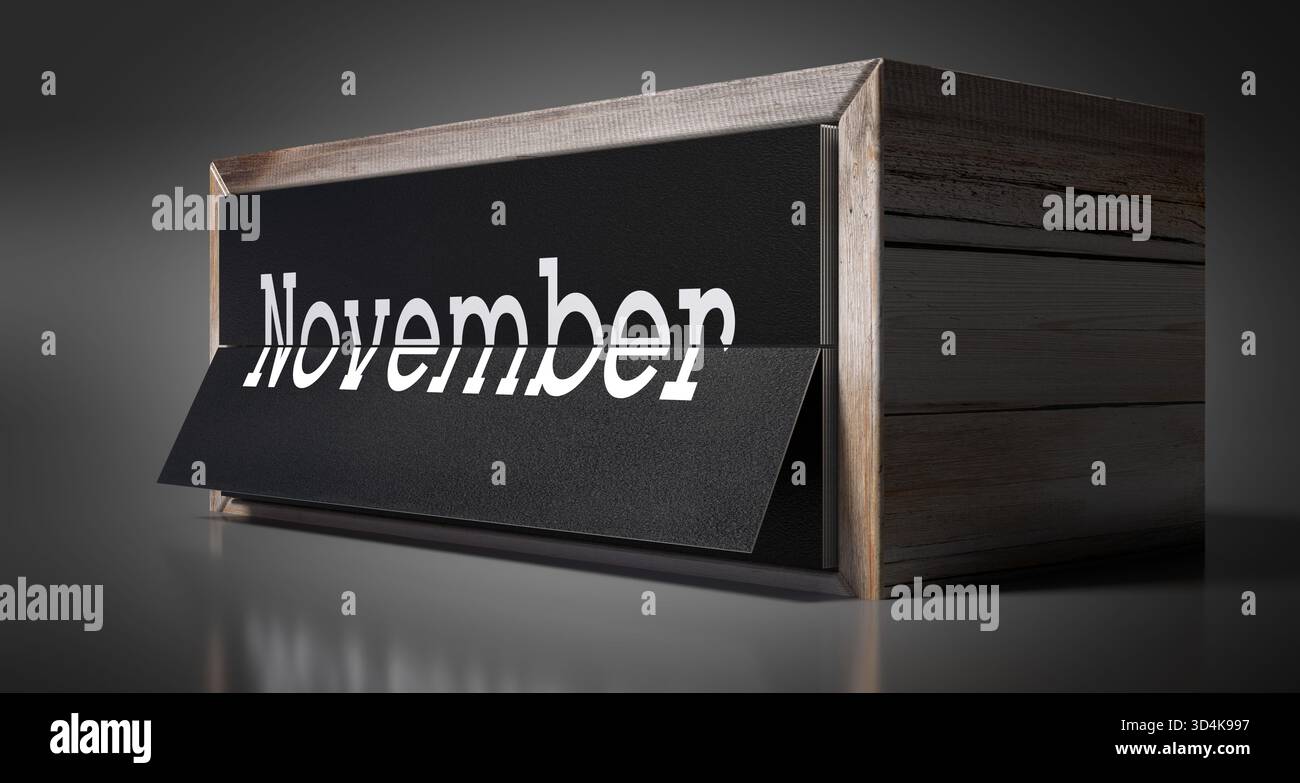 November - table calendar - 3D illustration Stock Photo - Alamy