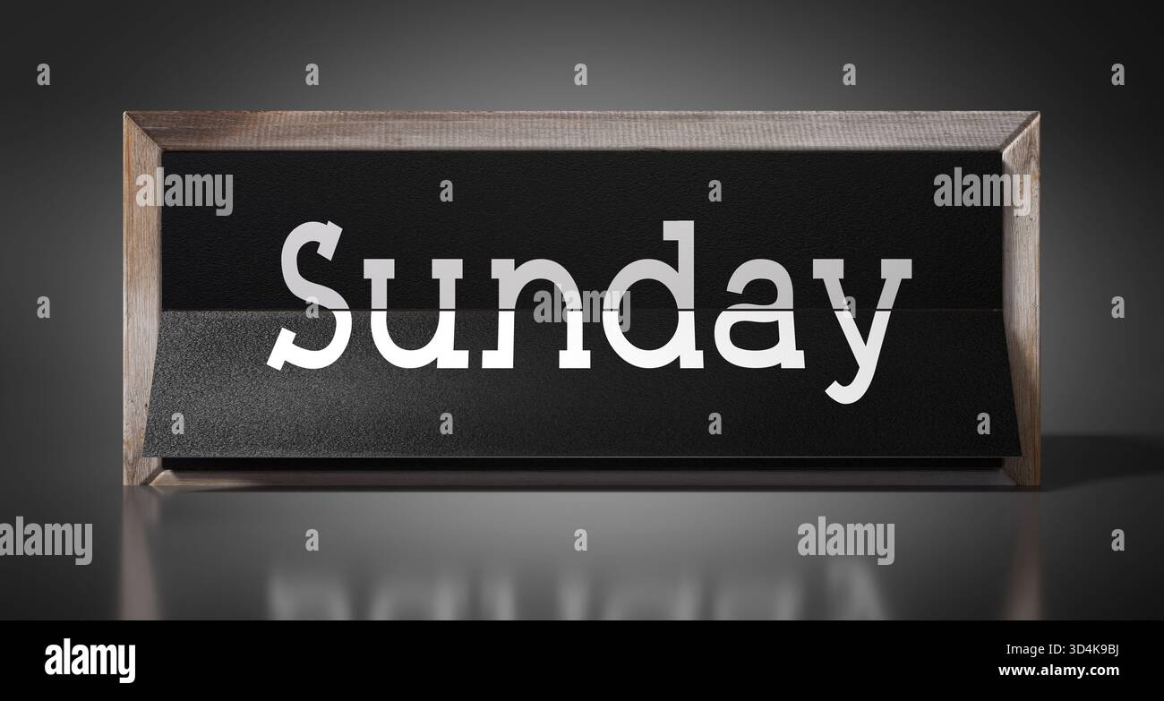 Sunday - table calendar - 3D illustration Stock Photo - Alamy
