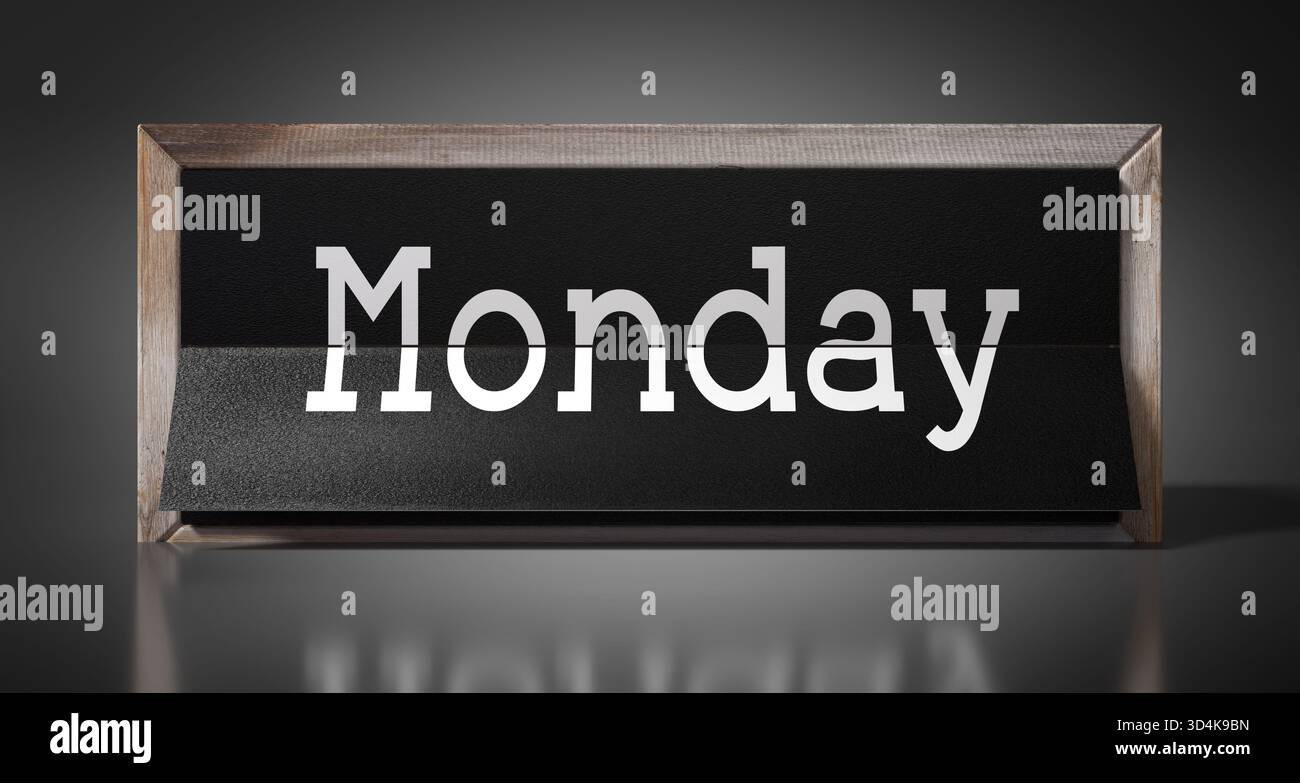 Monday - table calendar - 3D illustration Stock Photo - Alamy