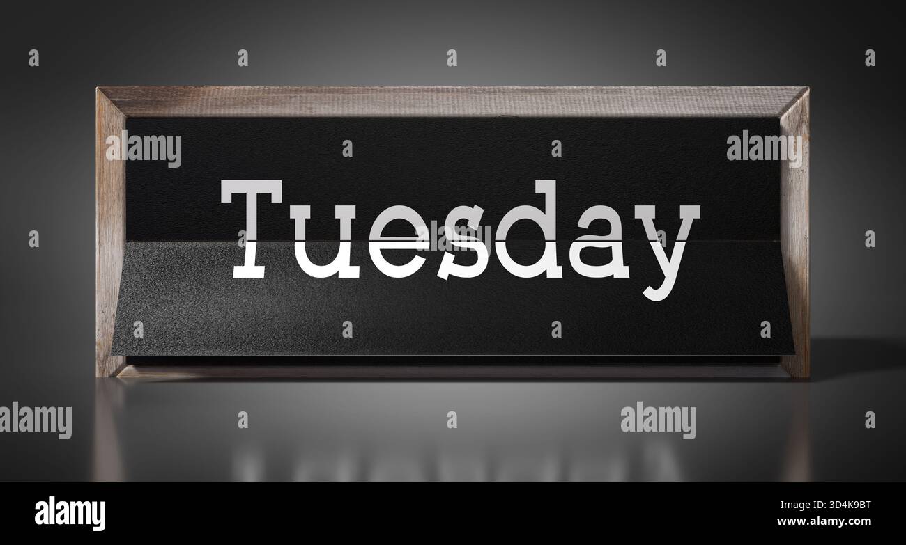 Tuesday - table calendar - 3D illustration Stock Photo - Alamy