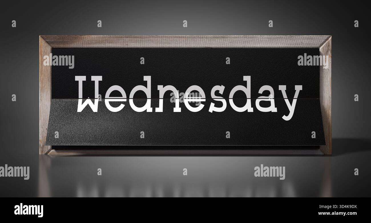 Wednesday - table calendar - 3D illustration Stock Photo - Alamy