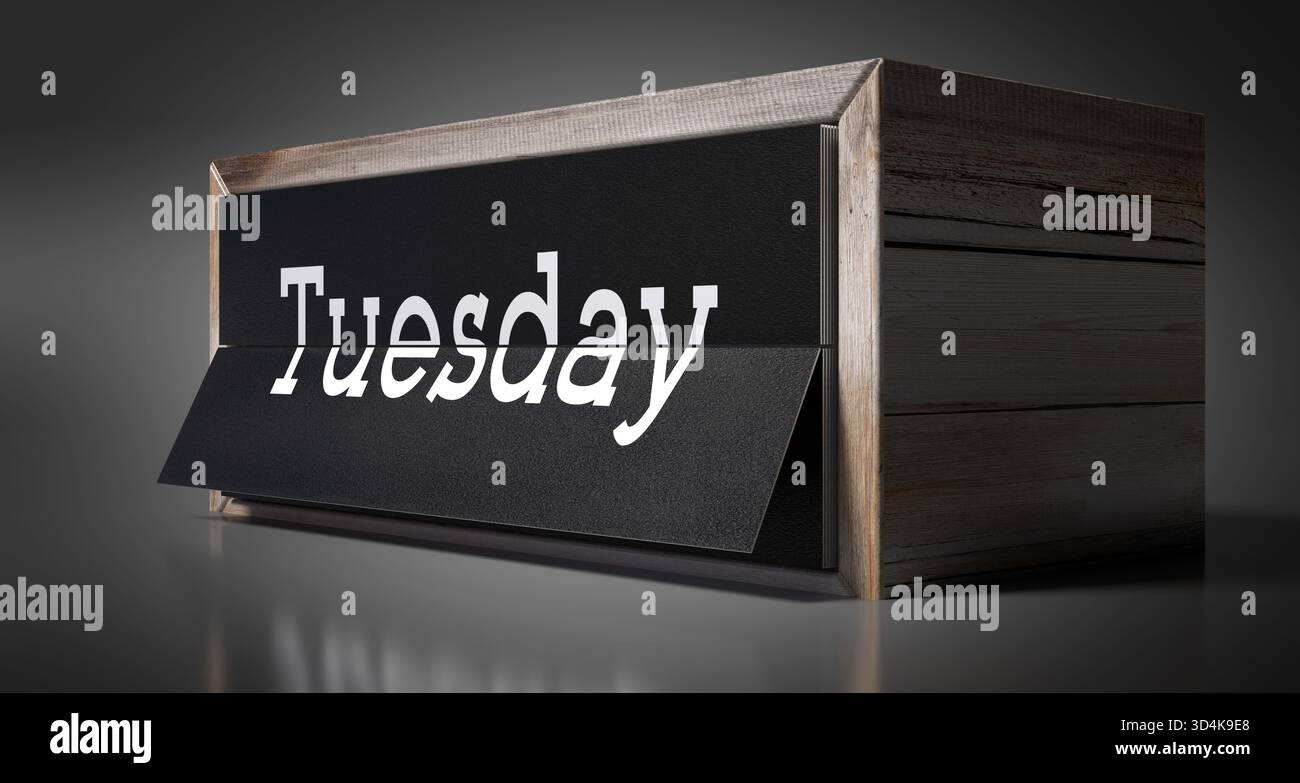 Tuesday - table calendar - 3D illustration Stock Photo - Alamy