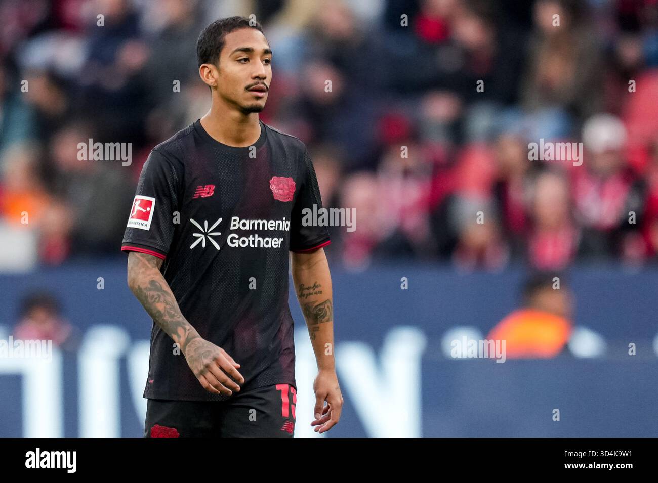 LEVERKUSEN, GERMANY - NOVEMBER 8: Arthur of Bayer 04 Leverkusen looks ...