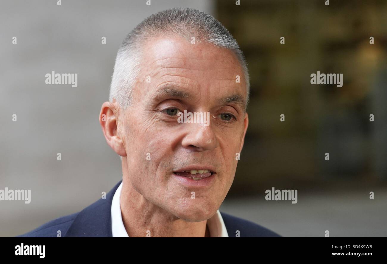 Outgoing BBC Director-General Tim Davie outside BBC Broadcasting House ...