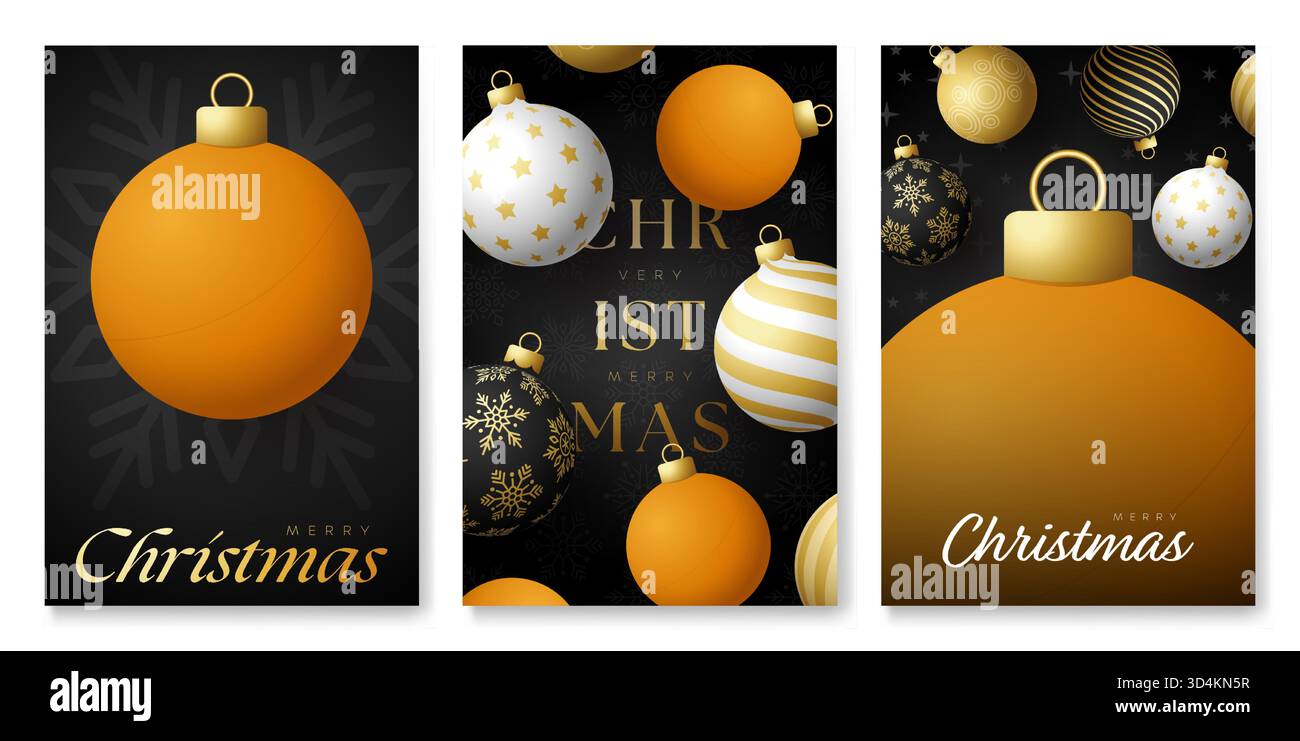 Ping pong Christmas and New Year posters. Golden Luxury xmas design for ...