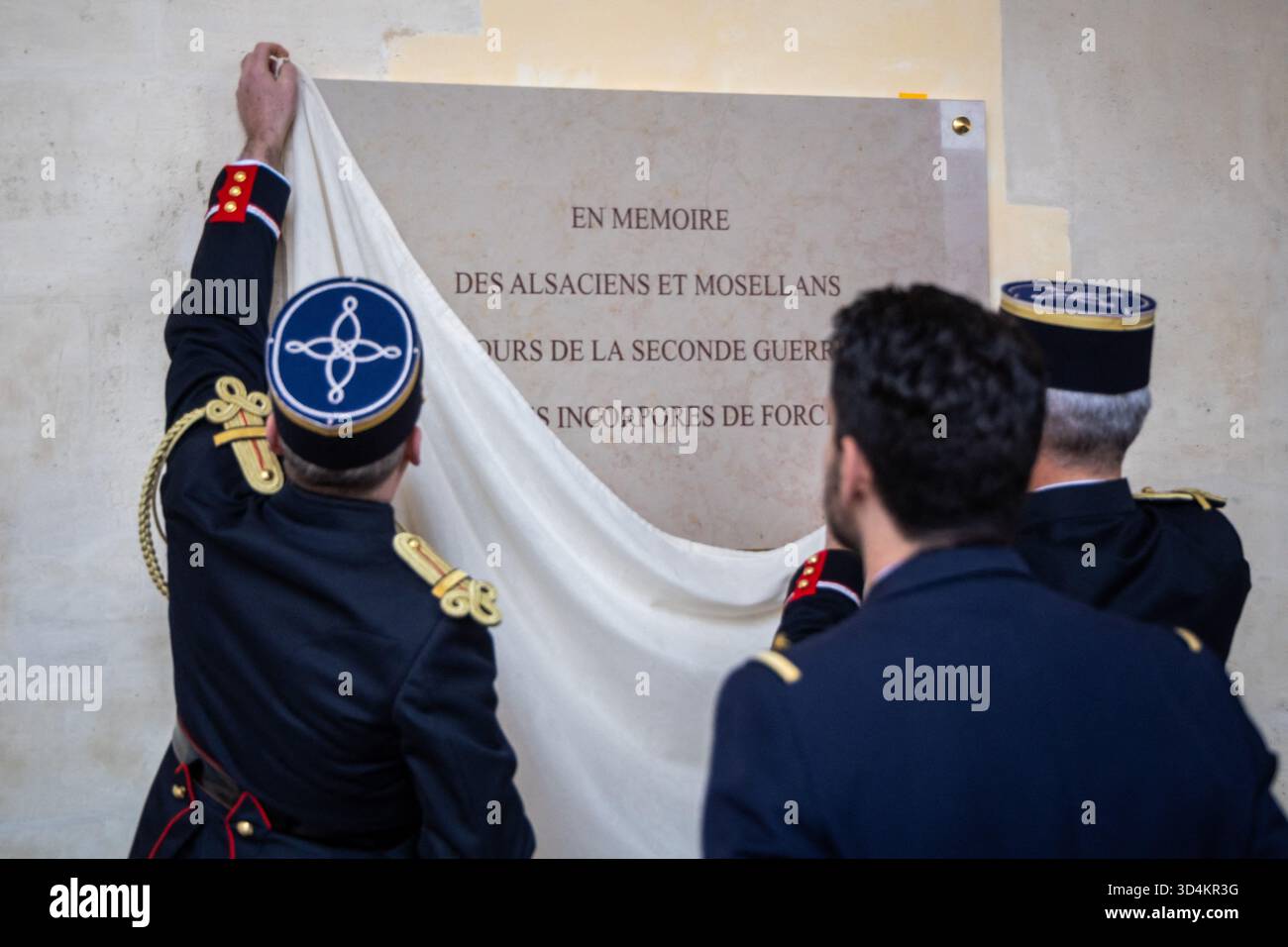 French Honor Guards prepare the inauguration of a plaque in memory of ...