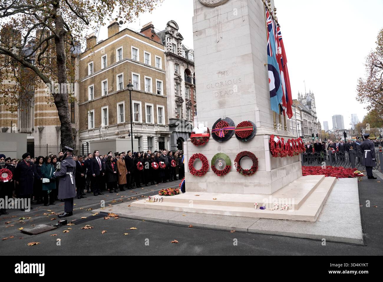 A view of wreaths of poppies during the Western Front Association's ...