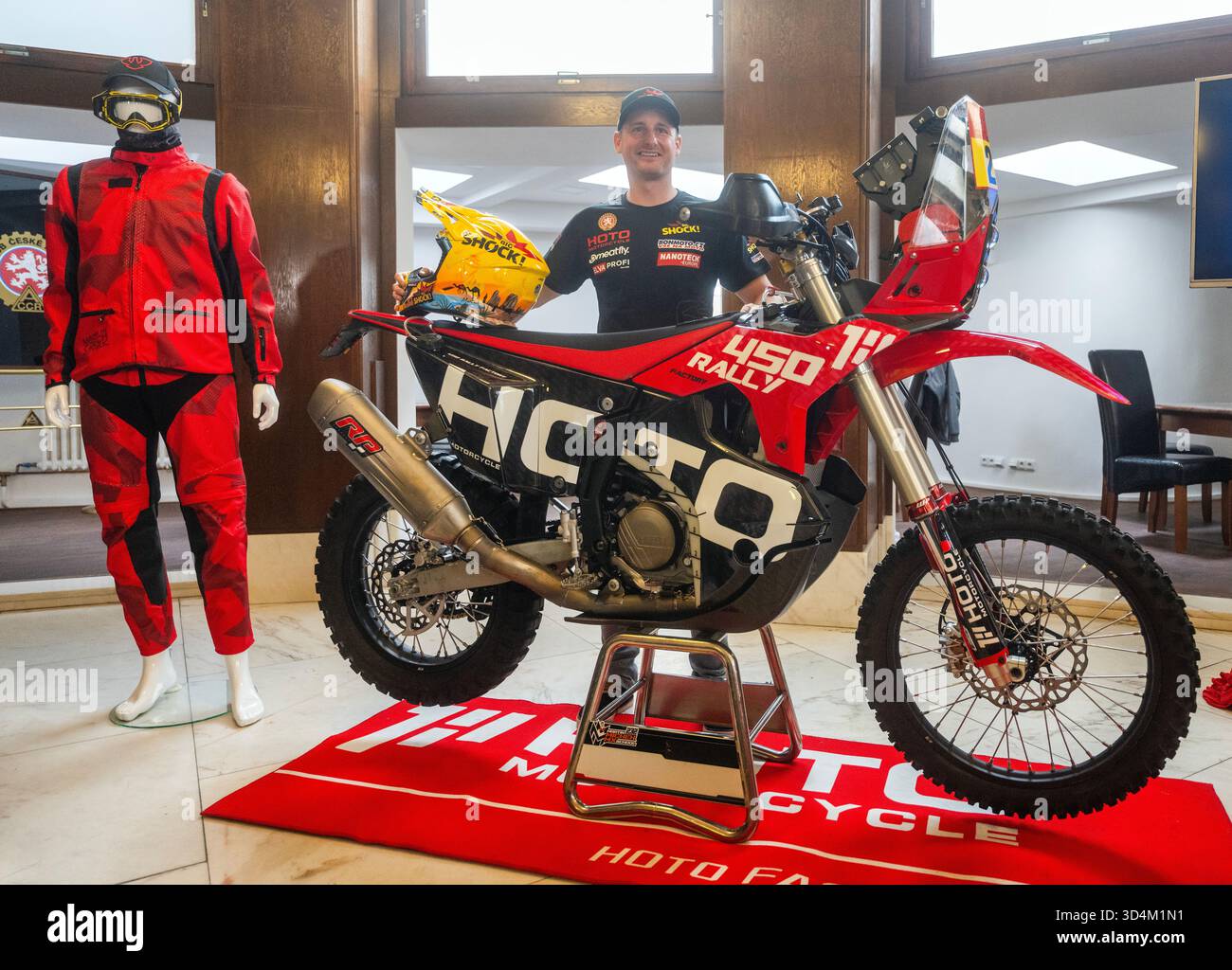 Racer Martin Michek presents Hoto racing motorcycle for the Dakar Rally ...