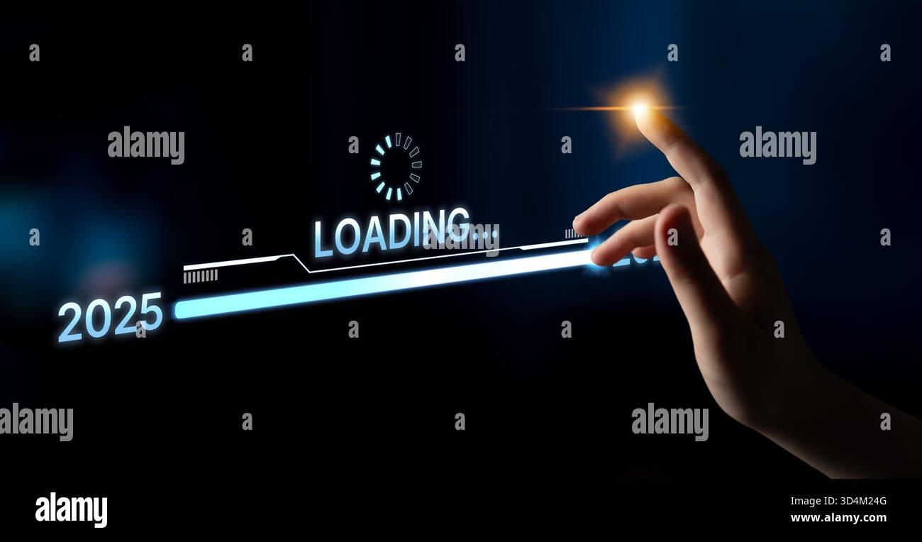 Visualizing the shift from 2025 to 2026. Progress bar symbolizing ...