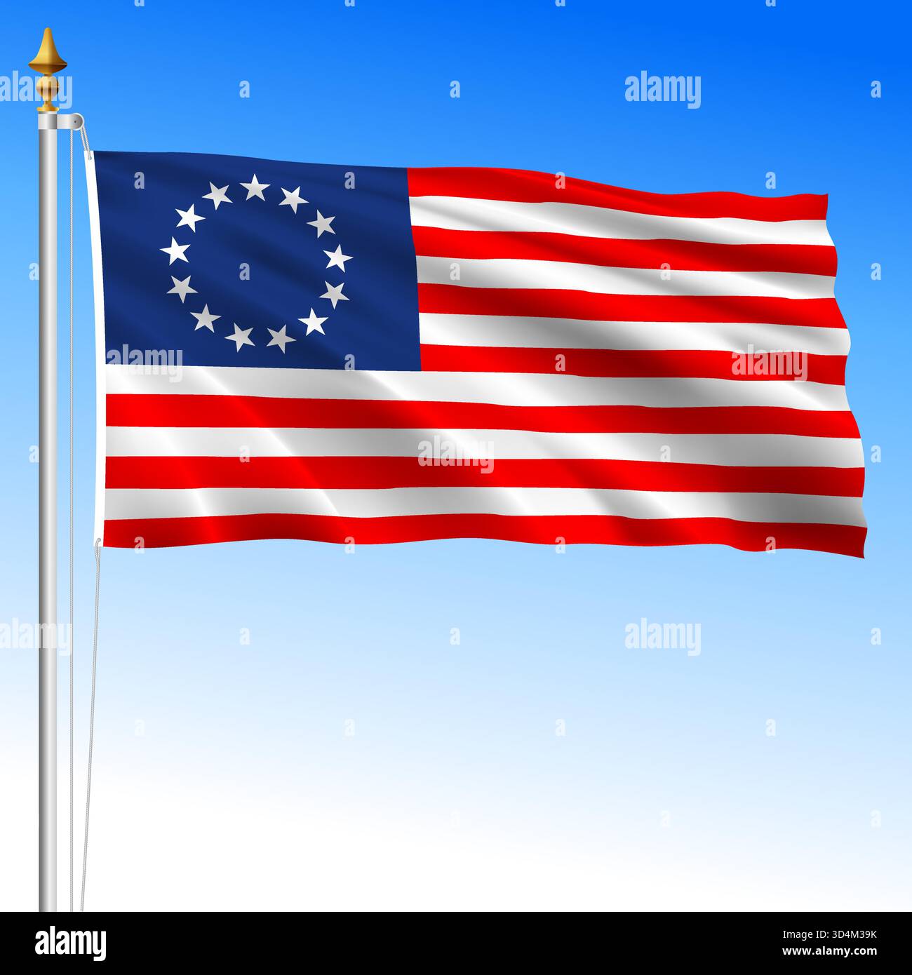 US Betsy Ross historical flag, USA, 1776, 250th anniversary of the USA ...
