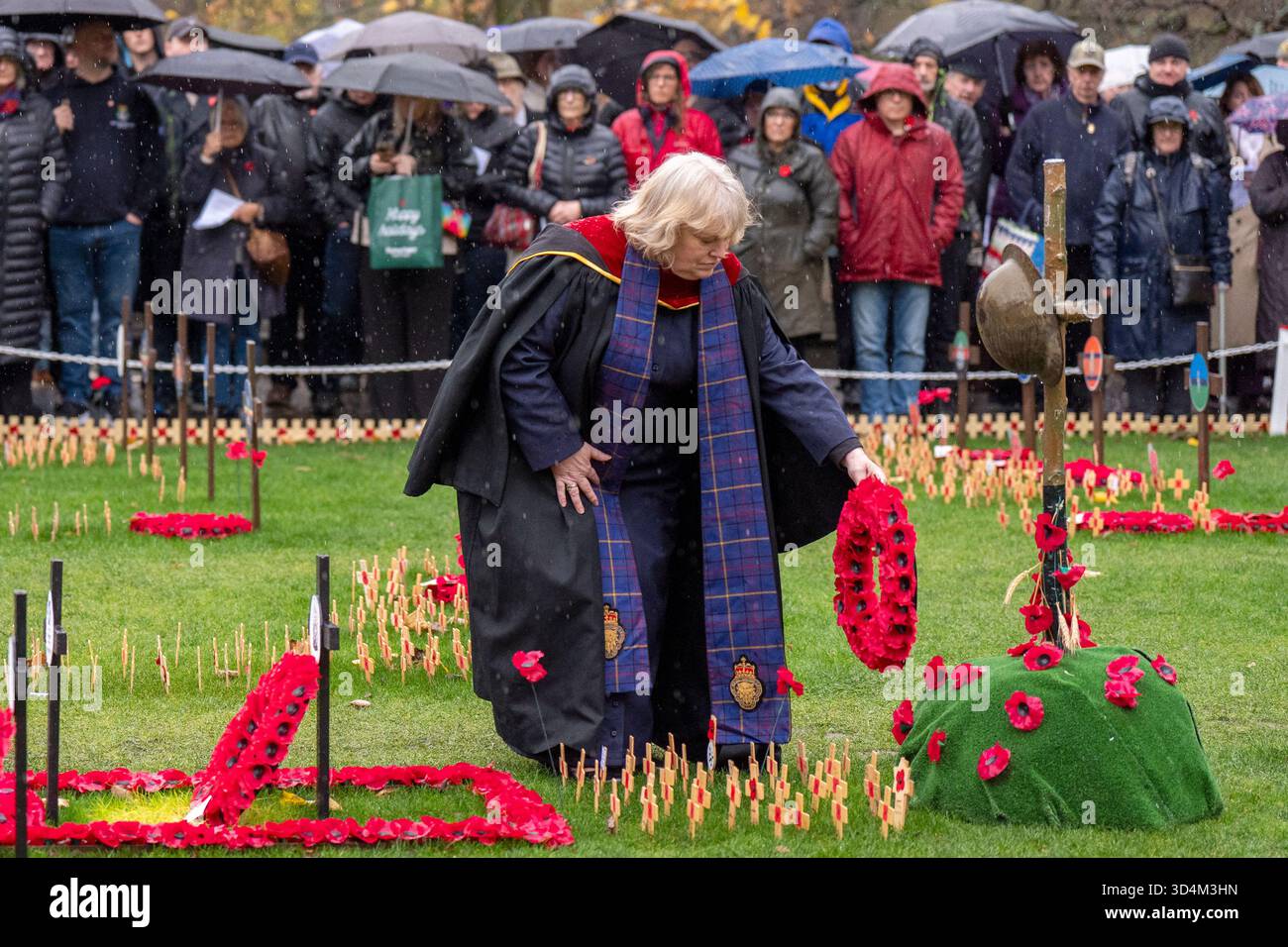 National Chaplain for Legion Scotland Rev Dr Karen K Campbell lays a ...