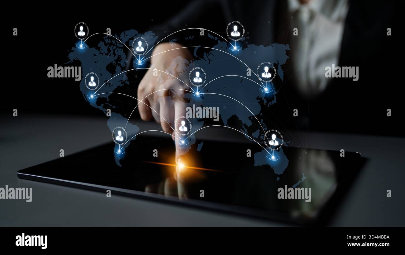 Concept of a global workforce and remote team collaboration. This ...