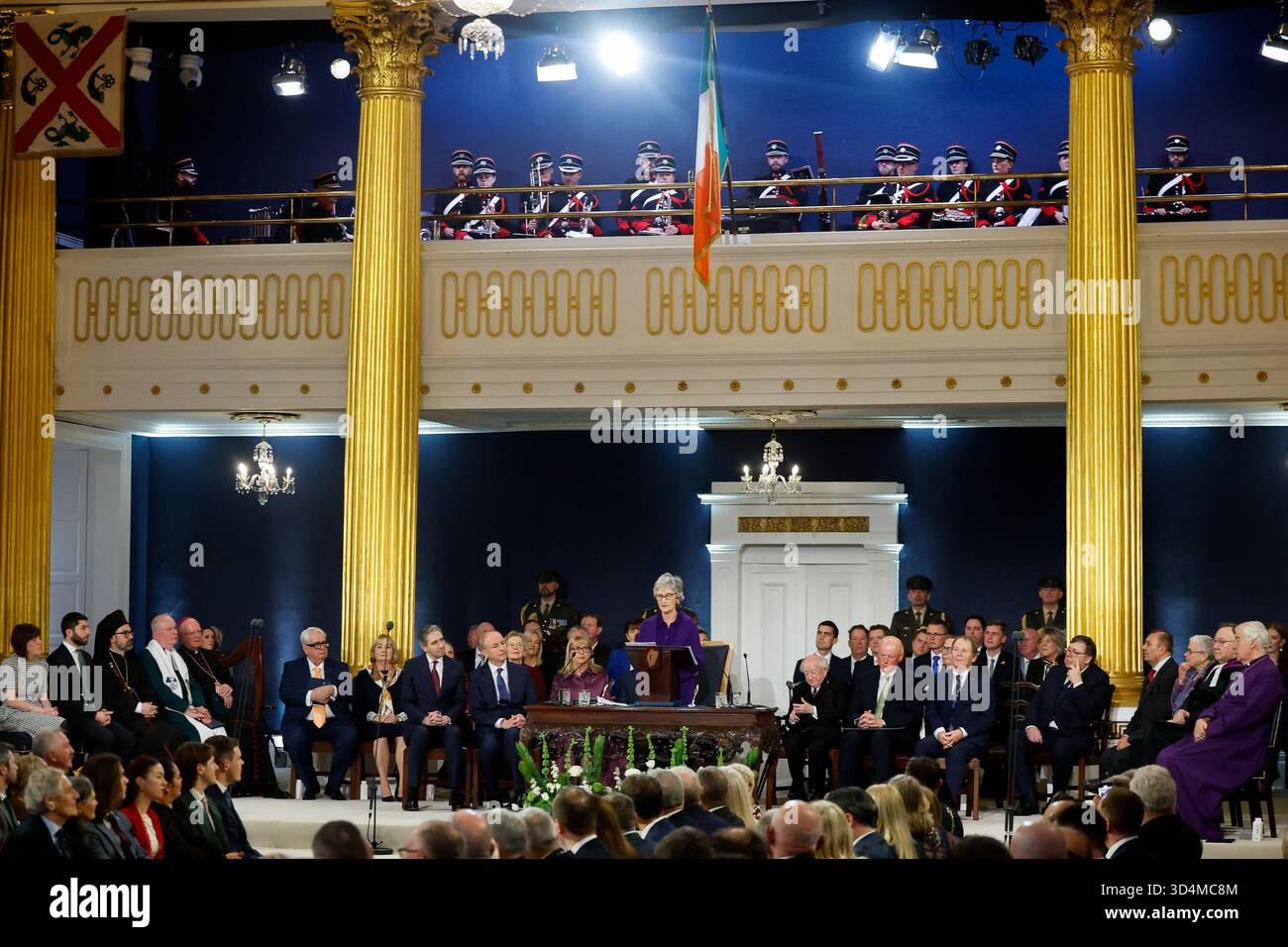 Catherine Connolly speaking after her inauguration ceremony as Ireland ...