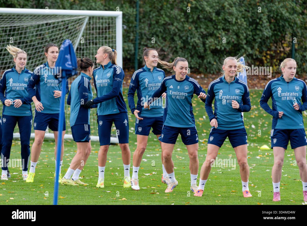 London Colney, UK. 11th Nov 2025. The Arsenal Women's team training at ...
