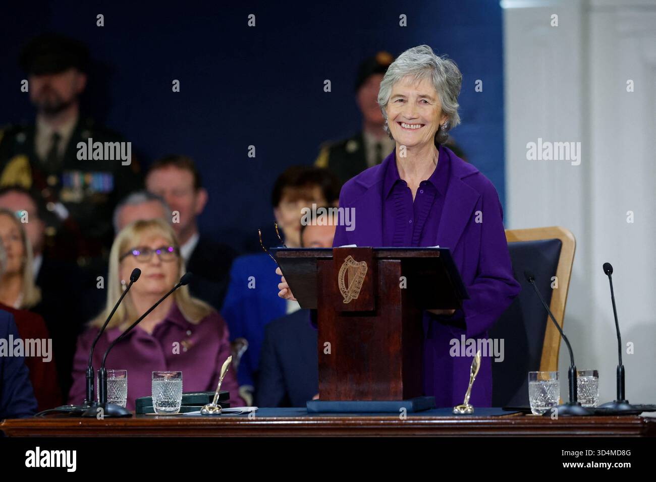 Ireland's President Catherine Connolly speaks during her inauguration ...