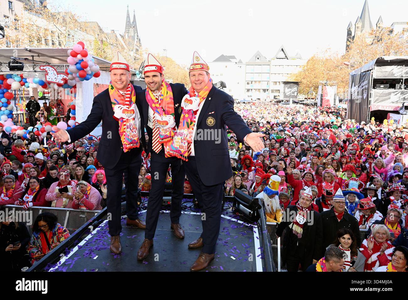 das designierte Kölner Karneval Dreigestirn 2026 v.l.n.r.: Jungfrau ...