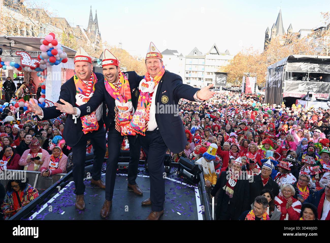 das designierte Kölner Karneval Dreigestirn 2026 v.l.n.r.: Jungfrau ...
