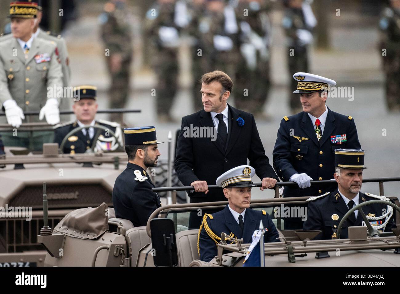 French President Emmanuel Macron and CEMA Fabien Mandon during a ...