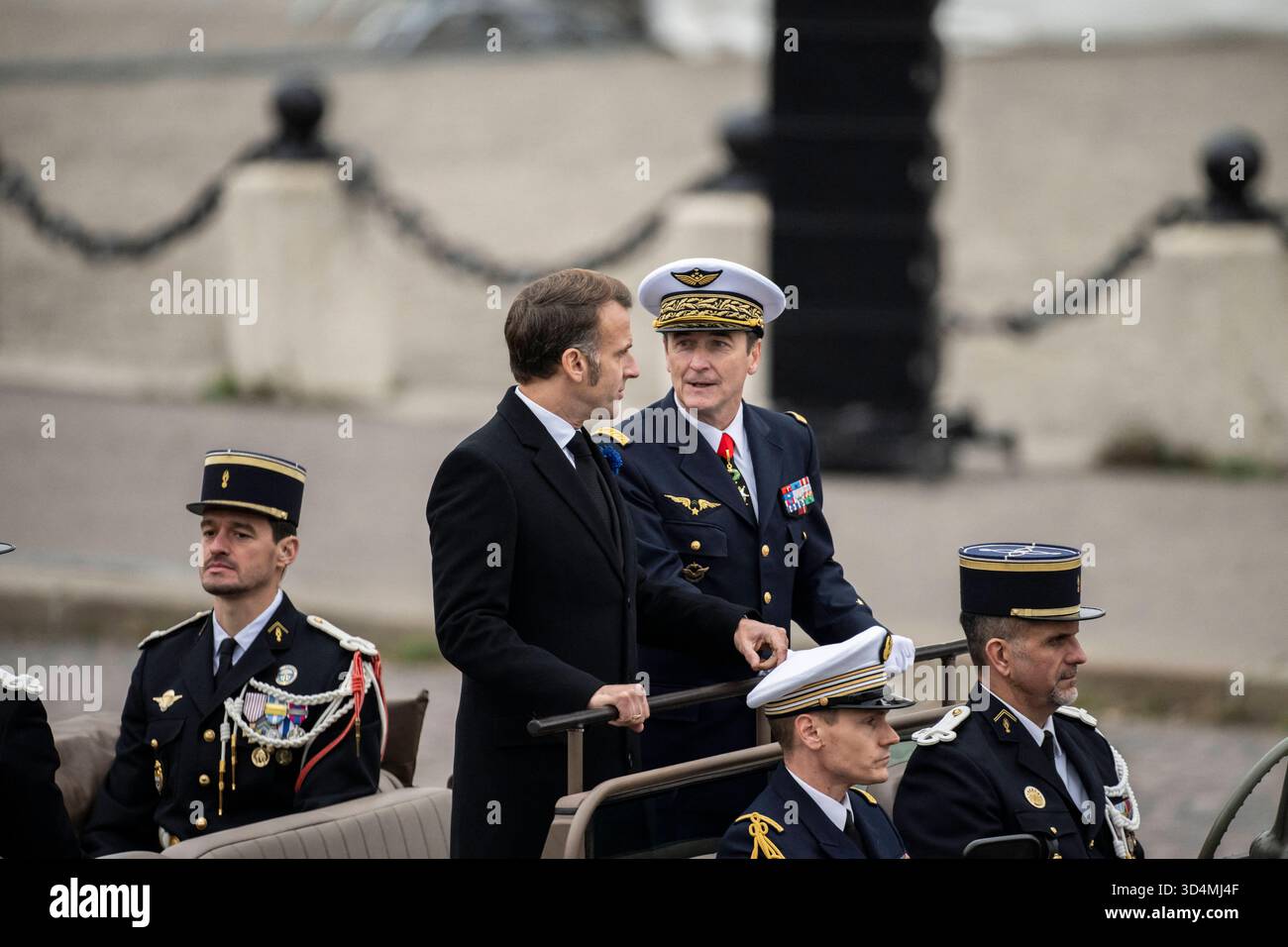 French President Emmanuel Macron and CEMA Fabien Mandon during a ...