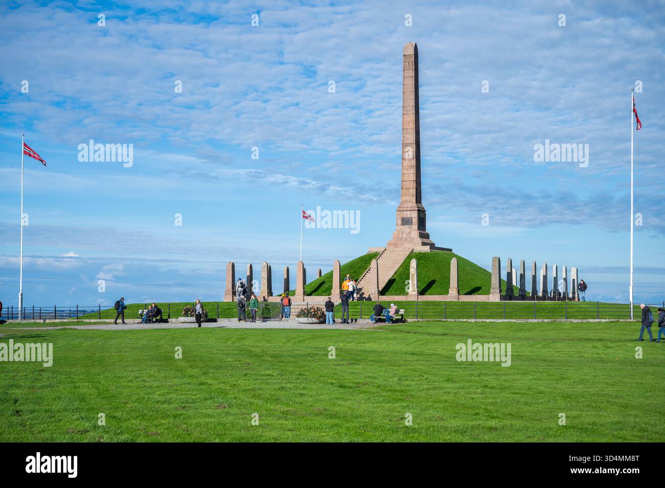 Haraldshaugen, Haugesund, Norway, monument with a tall obelisk stands ...