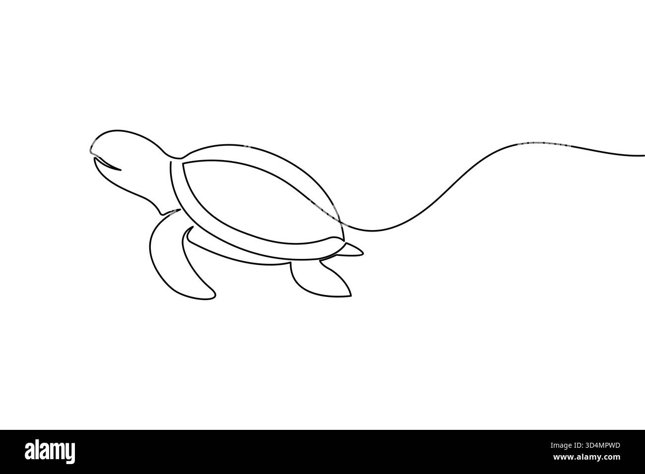 Turtle continuous one line drawing simple minimalist marine animal ...