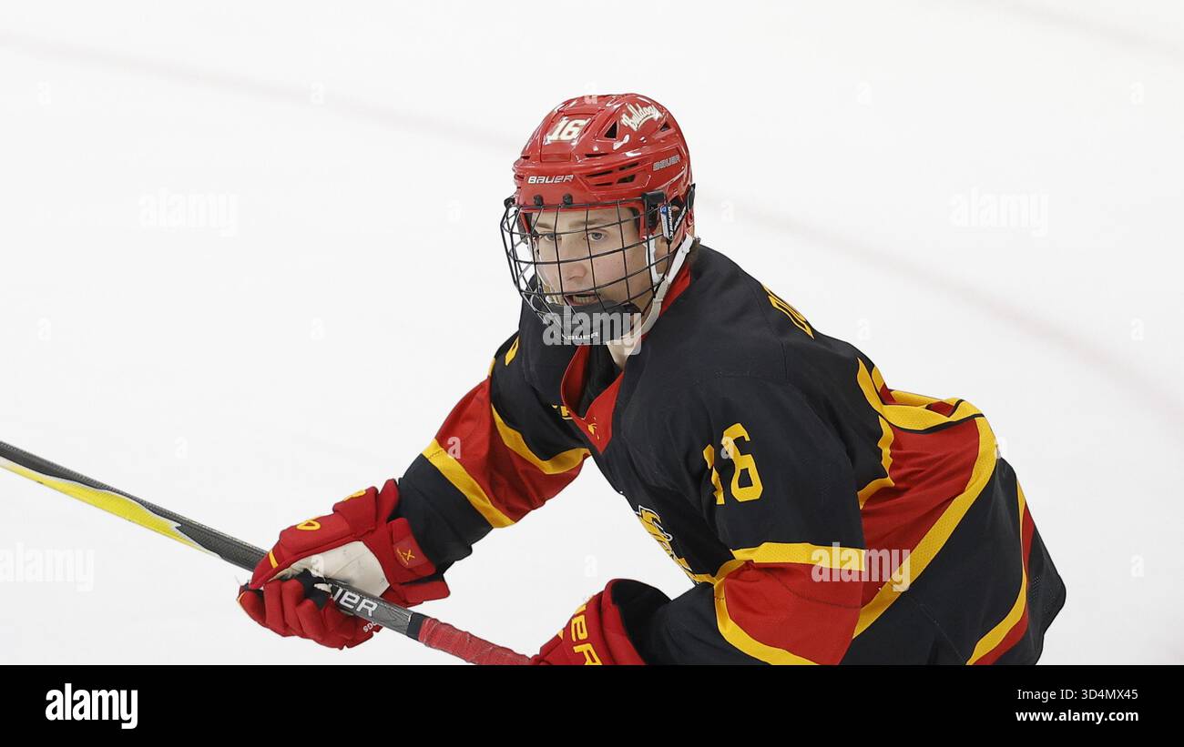 Ferris State's Holden Doell plays during an NCAA hockey game on ...