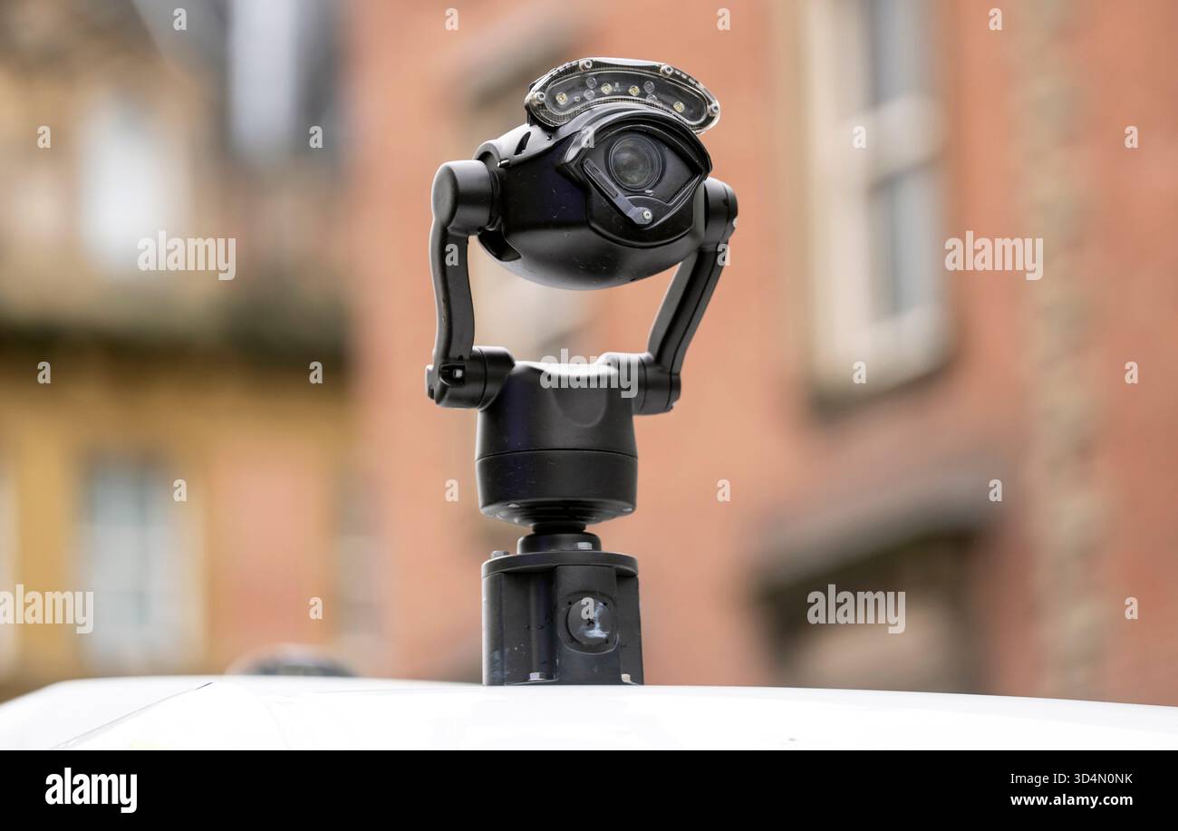 A camera on top of a Live Facial Recognition (LFR) van deployed on ...