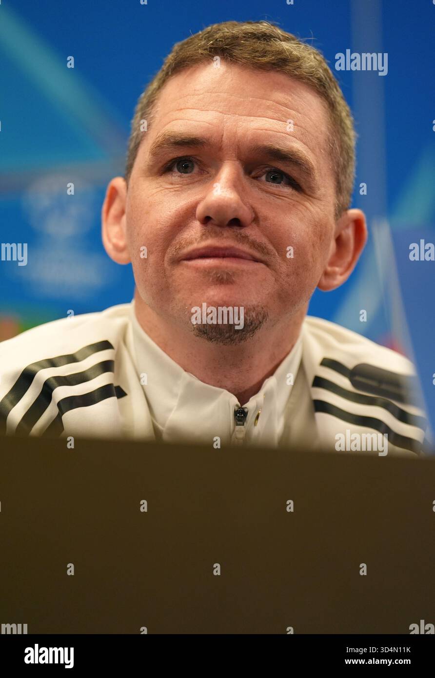 Manchester United manager Marc Skinner during a press conference at ...