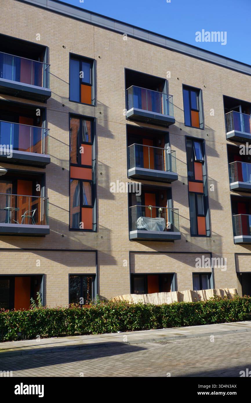 exterior of new apartment block in UK city. residential flats Stock ...