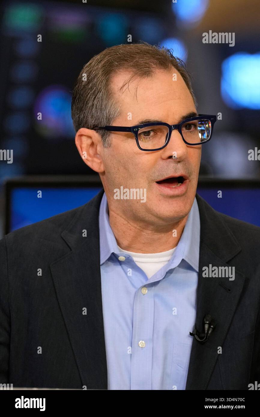 CoreWeave CEO Michael Intrator is interviewed on the floor at the New ...