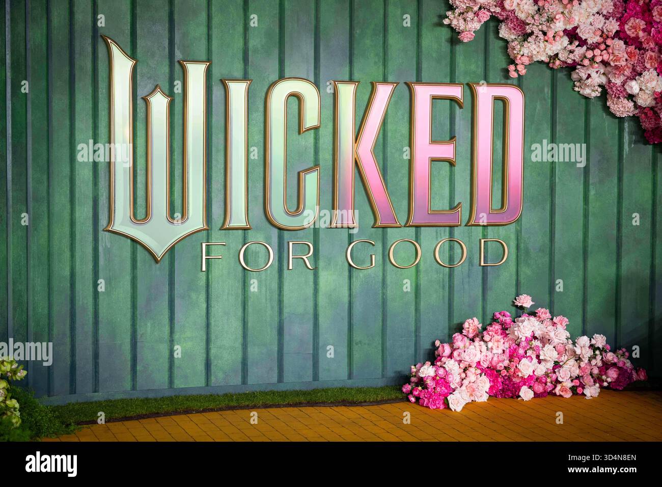 Signage upon arrival at the premiere of the film "Wicked For Good" in ...